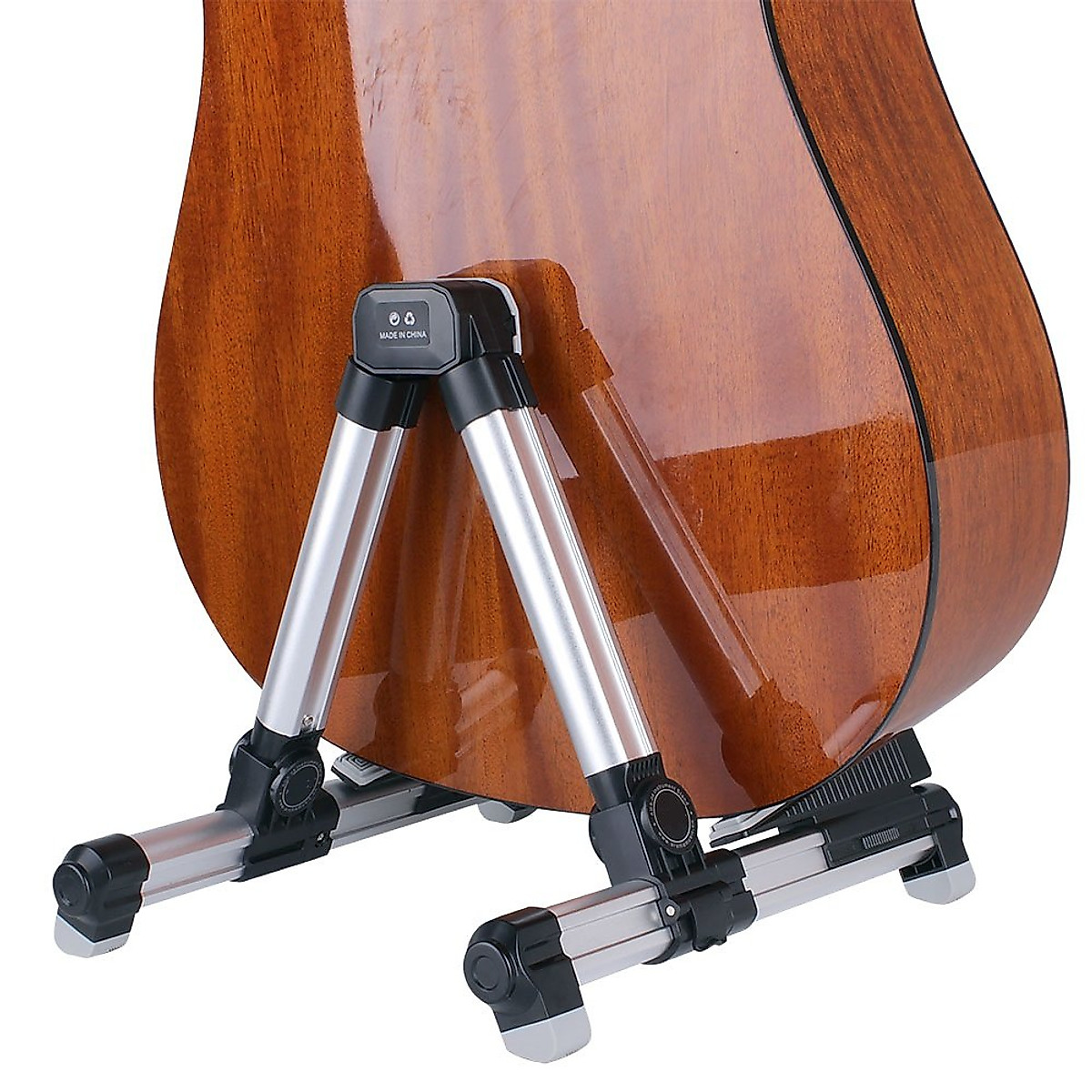 Alumium Ally A Frame Universal Folding Acoustic Guitar Stand, Suitable for Electric Guitars, Bass Guitars (Silver)