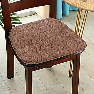 CHIESMA,Chair Cushion with Ties for Dining Room Chairs Pads,Memory Foam Non Slip Kitchen Chair Seat Cover 16.5×17.7inch Brown