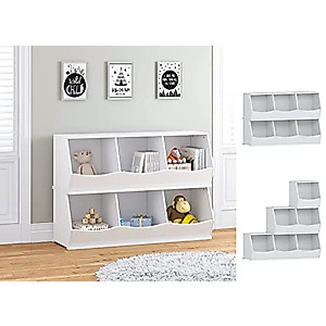 UTEX Toy Storage Organizer,Stackable Kids Toy Storage Cubby with 3 Bins,Toy Boxes and Storage for Playroom,Bedroom,Nursery School,White