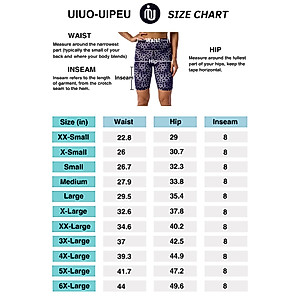 UIUO-UIPEU Butt Lifting Biker Shorts for Women Tummy Control Gym Workout Leggings Printed Yoga Shorts Green Lightning Large