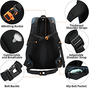 BOVIP 40L Hiking Backpack Waterproof Lightweight Daypack Travel Sports Camping Backpack for Men Women Blue