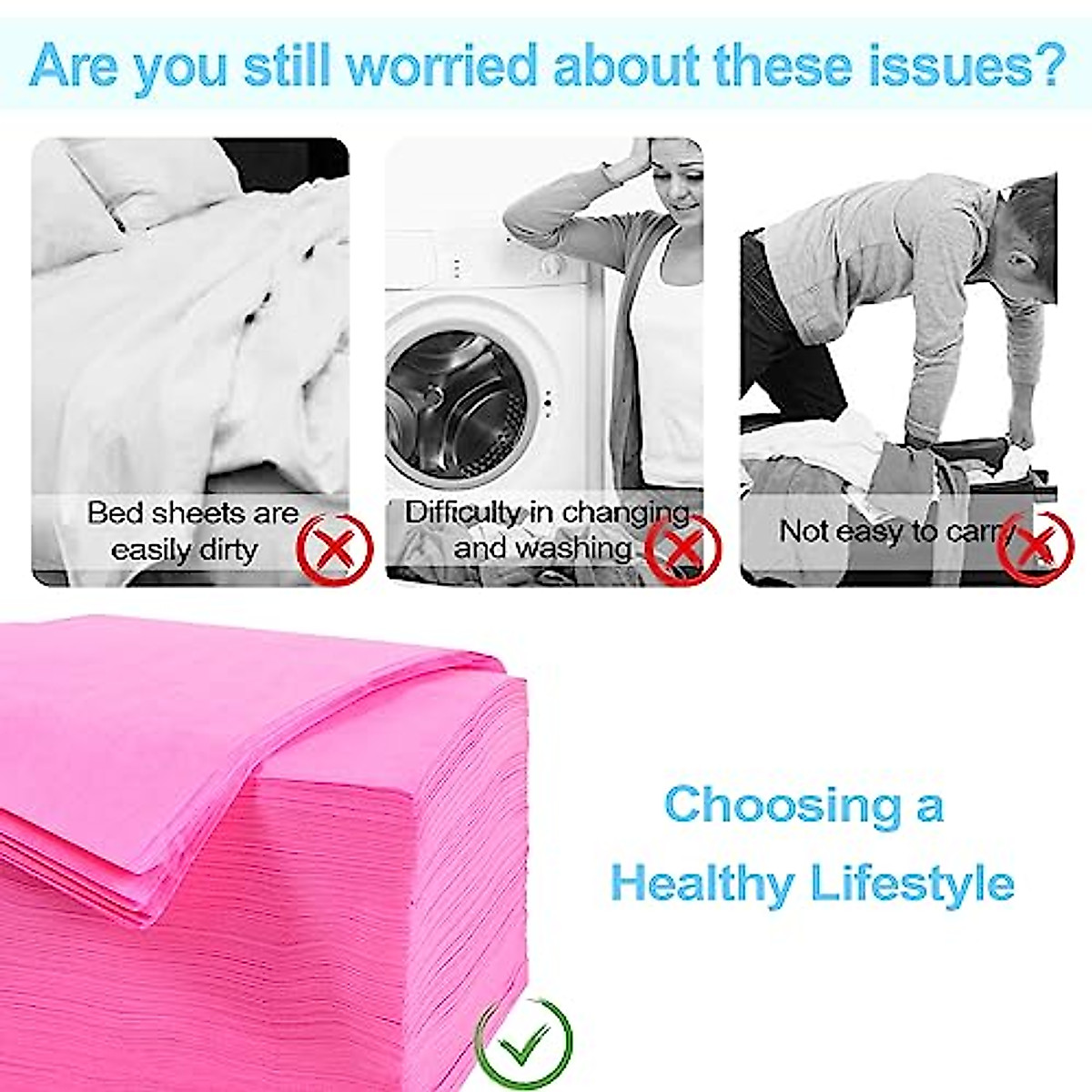 100Pcs Disposable Bed Sheets,31''x71'' Waterproof Massage Table Sheet Protector Non Woven Fabric Bed Cover for Massage Therapy Tattoo Beauty Salon Hotels Esthetician (Pink)