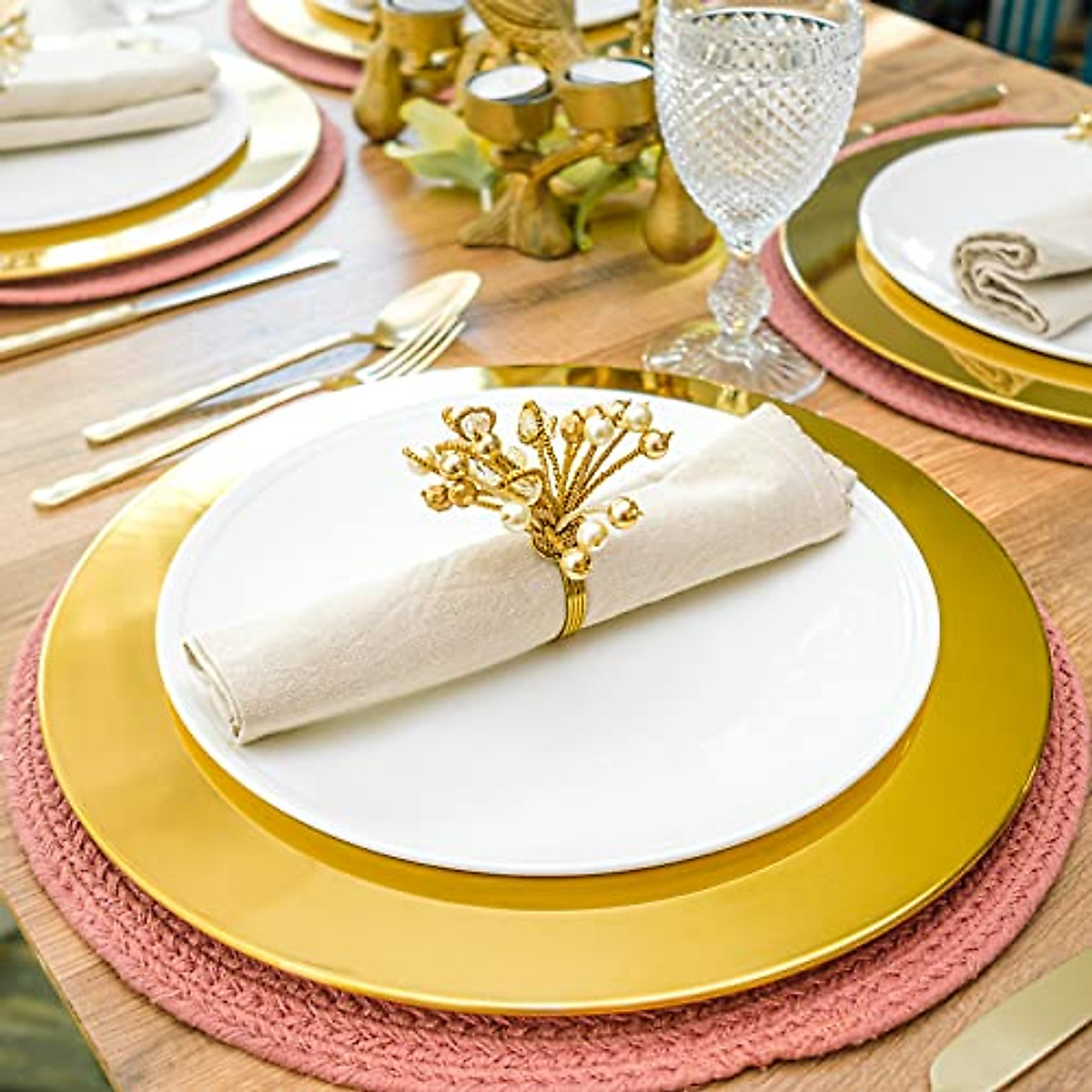 ORBIS Stainless Steel 13 Inch Gold Charger Plates, Set of 6 Dinner Chargers, Includes a Protective Case, Elegant and Luxury Decorative Chargers for Dinner Plates