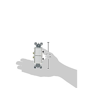 Leviton 5634-W 15 Amp, 120/277 Volt, Decora Single-Pole, AC Combination Switch, Commercial Grade, Grounding, White, Small