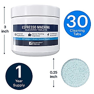 Essential Values Espresso Machine Cleaning Tablets (30 Tablets), For Jura, Miele, and Breville Espresso Machines - Made in USA