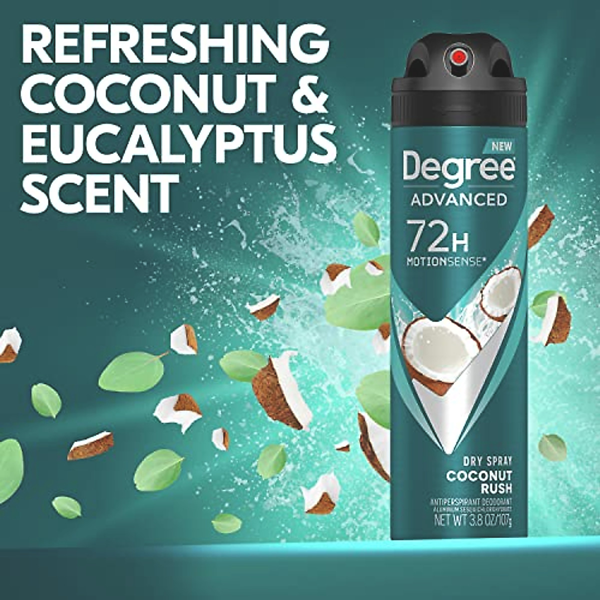 Degree Men Advanced Antiperspirant Deodorant Dry Spray Coconut Rush 3 Count 72-Hour Sweat and Odor Protection​ Deodorant for Men With MotionSense Technology 3.8 oz
