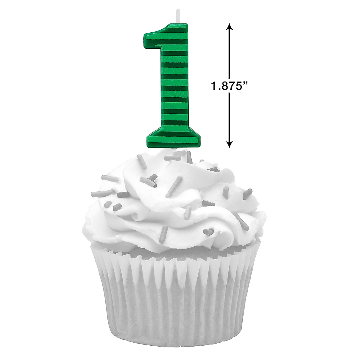 Papyrus Number 1 Birthday Candle, Green Stripes (1-Count)