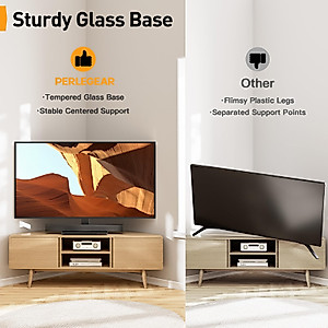 PERLEGEAR Universal TV Stand Base, Swivel Table Top TV Stand for 13-43 Inch Flat/LCD/LED TVs, Height Adjustable Monitor Mount Stand with Tempered Glass Base VESA 200x200mm Holds up to 99lbs,PGTVS16