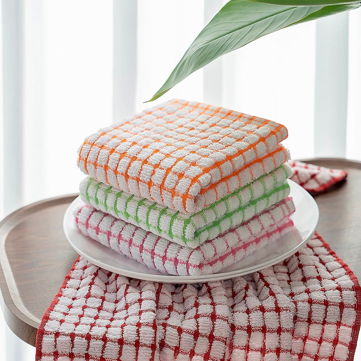 ZHMZ 100% Cotton Kitchen Dish Towels, 16 Inch x 25 Inch Absorbent Dish Cloths 6 Pack Kitchen Towels, for Drying Dishes and Table