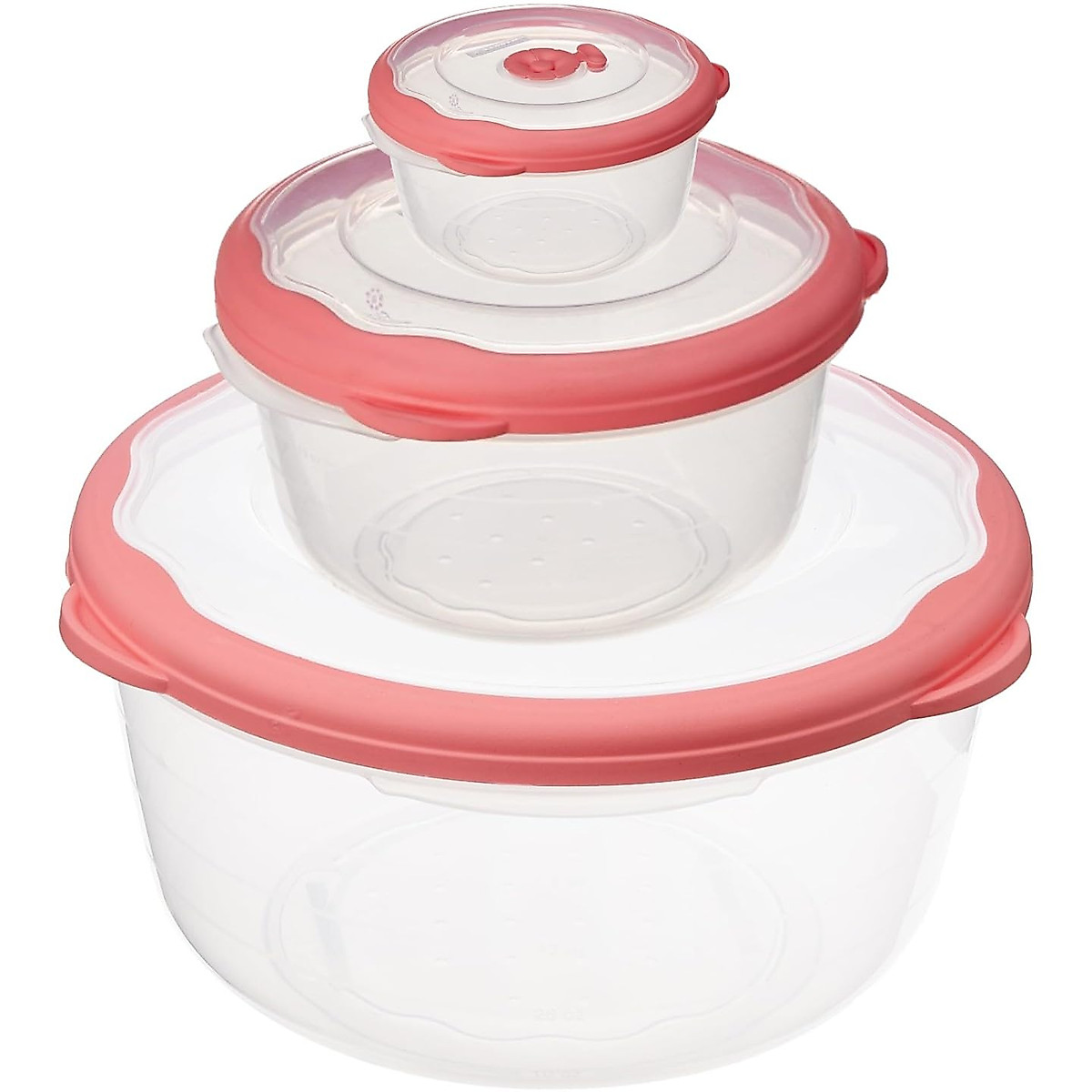Tribello Plastic Freezer Food Storage Container with Lids Microwave/Dishwasher Safe Steam Vent/Air-Tight Lid Round Set of 3, 80/25 / 6 Oz