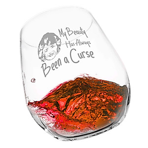 DU VINO Golden Girls Inspired Stemless Wine Glass Set of 4 (15 oz)- USA MADE-Funny Novelty Glasses for Party, Event, Girls Night-Gift For Mom, Women Best Friend- Fun Drinking for Bachelorette Parties