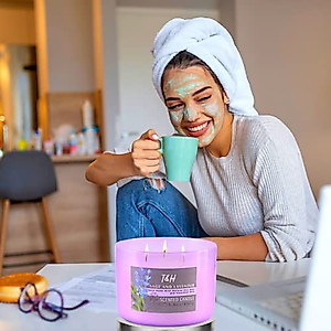 Sage Lavender Scented Candle 3 Wick | Aromatherapy Relaxing & Energy Cleansing Candle with Cedarwood, Clove & Eucalyptus 15.8 oz | Sage Candles for Cleansing House | Large Natural Soy Candles for Home