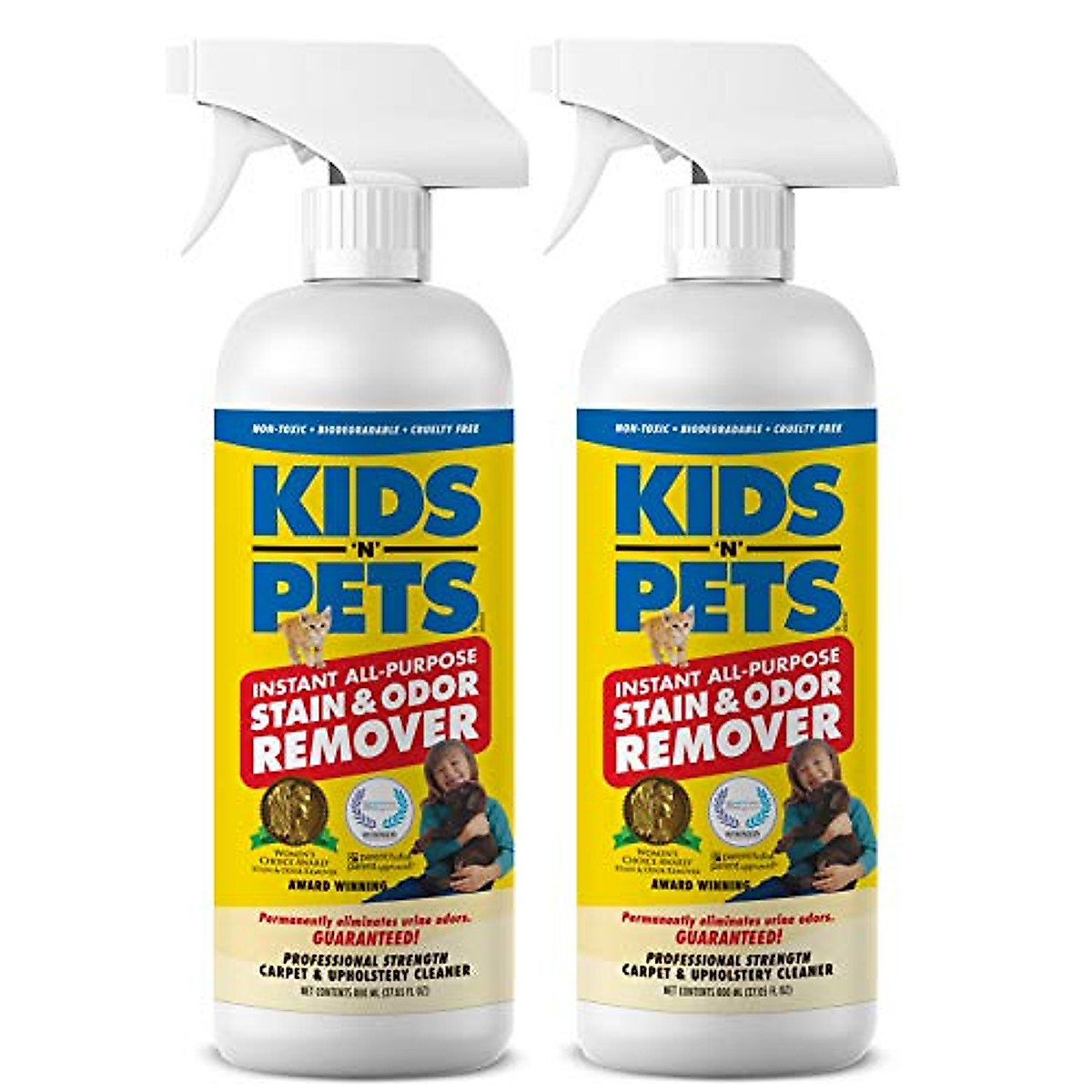 Kids 'N' Pets – Instant All-Purpose Stain & Odor Remover – 27.05 oz - (800 ml) – Pack of 2 - Proprietary Formula Permanently Eliminates Tough Stains & Odors – Even Urine Odors