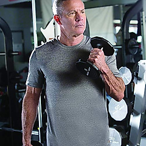 Copper Fit Energy Mens Dry Performance Crew T-Shirt, Heather Grey, X-Large