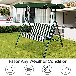 Happygrill 2-Person Convertible Canopy Swing Chair, Hammock Swing with Comfortable Cushion Seats, Weather Resistant Power Coated Steel Frame