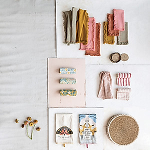 Creative Co-Op Round Handwoven Seagrass and Cotton Crocheted, Natural Placemat