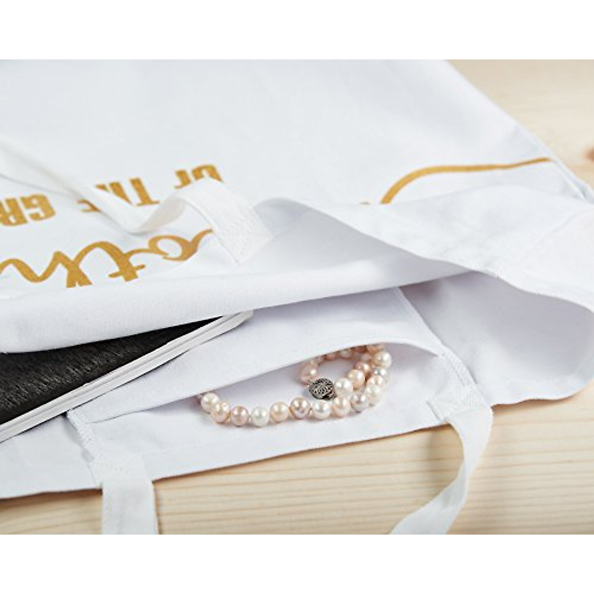 ELEGANTPARK Bridal Shower Gifts for Bride Bag Bride Gifts Wedding Gift for Bride Tote Bag Jumbo Shoulder Bag with Pocket Gold Glitter White 100% Cotton