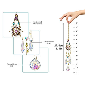 Hanging Sun Catchers with Crystals, Glass Icicle Prisms Rhinestones Suncatcher, Rainbow Maker Pendant Indoor Window Home Car Decor Gift
