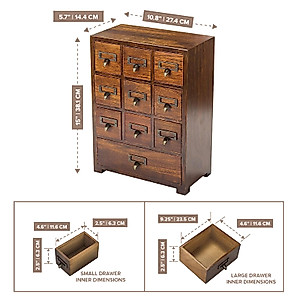 Primo Supply Library Card Catalog Solid Wood Small Curio Cabinet l Retro Storage Organizer Apothecary Drawer Dresser l Thread Coin Trading Card Storage Shelf | Tall - Fully Assembled