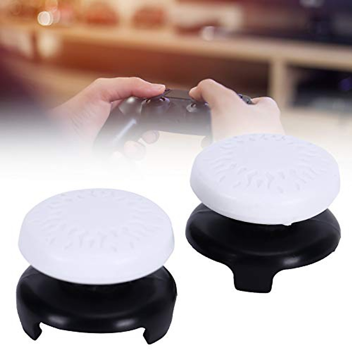 ASHATA 2Pcs Thumbstick Extender for PS5, 3D Texture Thumb Grip Stick Joystick Thumbstick for Playstation 5 Controller (White)