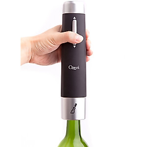 Ozeri Prestige Electric Wine Bottle Opener with Aerating Pourer, Foil Cutter and Elegant Recharging Stand