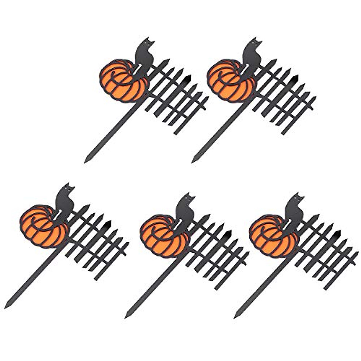 Amosfun 5 Pcs Creative Halloween Pumpkin Cat Design Birthday Cake Toppers for Party Cake Decortion