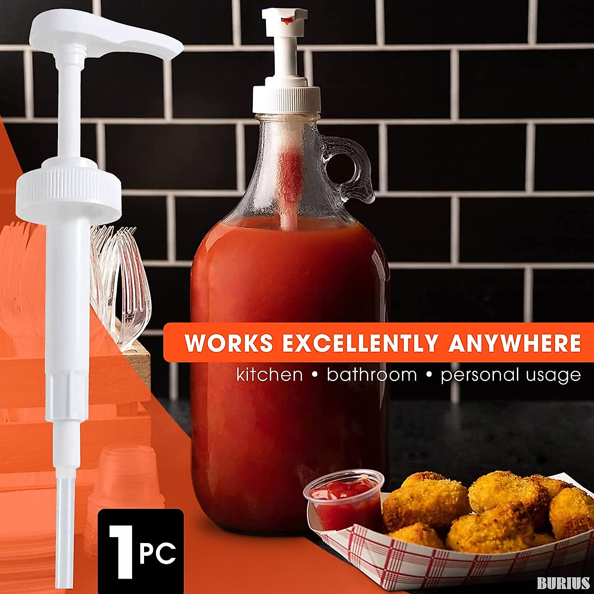 1 Gallon Pump Dispenser - Leak-Proof Pump for Gallon Jug with 1.5" 38/400mm Neck, Lock-Ring and Standard Cap Closure - Durable, Reusable, Great for Any Foam Soap Dispenser, Cleaner, Detergent