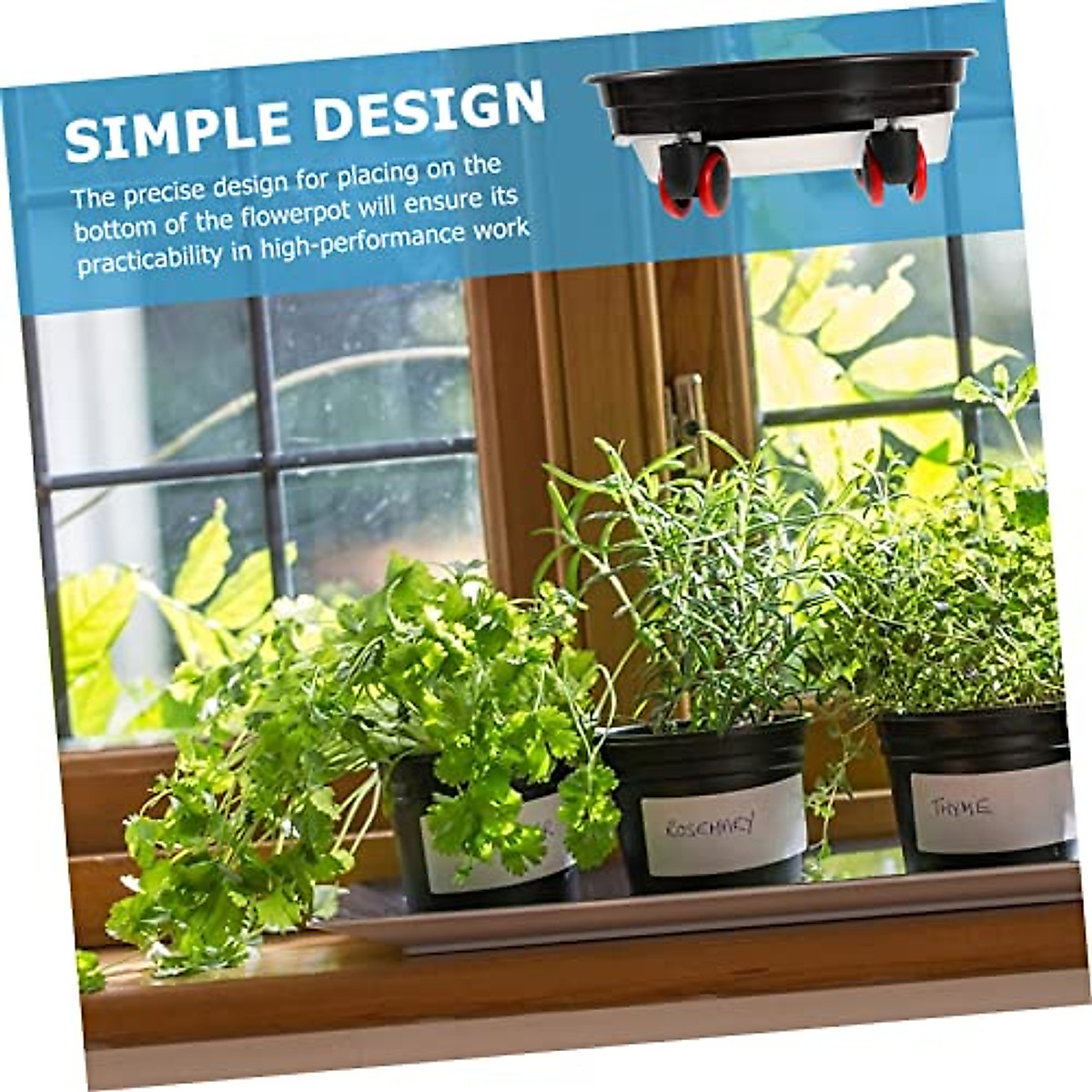 YARNOW 1pc Flower Pot Tray Planter Outdoor L Brackets Heavy Duty Outdoor Pots for Plants Plant Caster Wheels Plastic Plant Caddy Plant Container Tray Flower Pot Moving Tray Plant Pot Tray