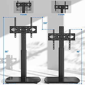 Rfiver Swivel TV Floor Stand with Mount for Apple TV/Roku Ultra, Universal for 32-65 Inch LCD LED Flat Screen, Height Adjustable TV Mount Stand with Shelf, Space Saving Corner TV Stand for Home Office