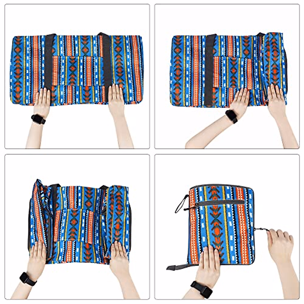 Duffel Bag 65L Packable Duffle Bag with Shoes Compartment Unisex Travel Bag Water-Resistant Duffle Bag(Bohemian Blue,65L)