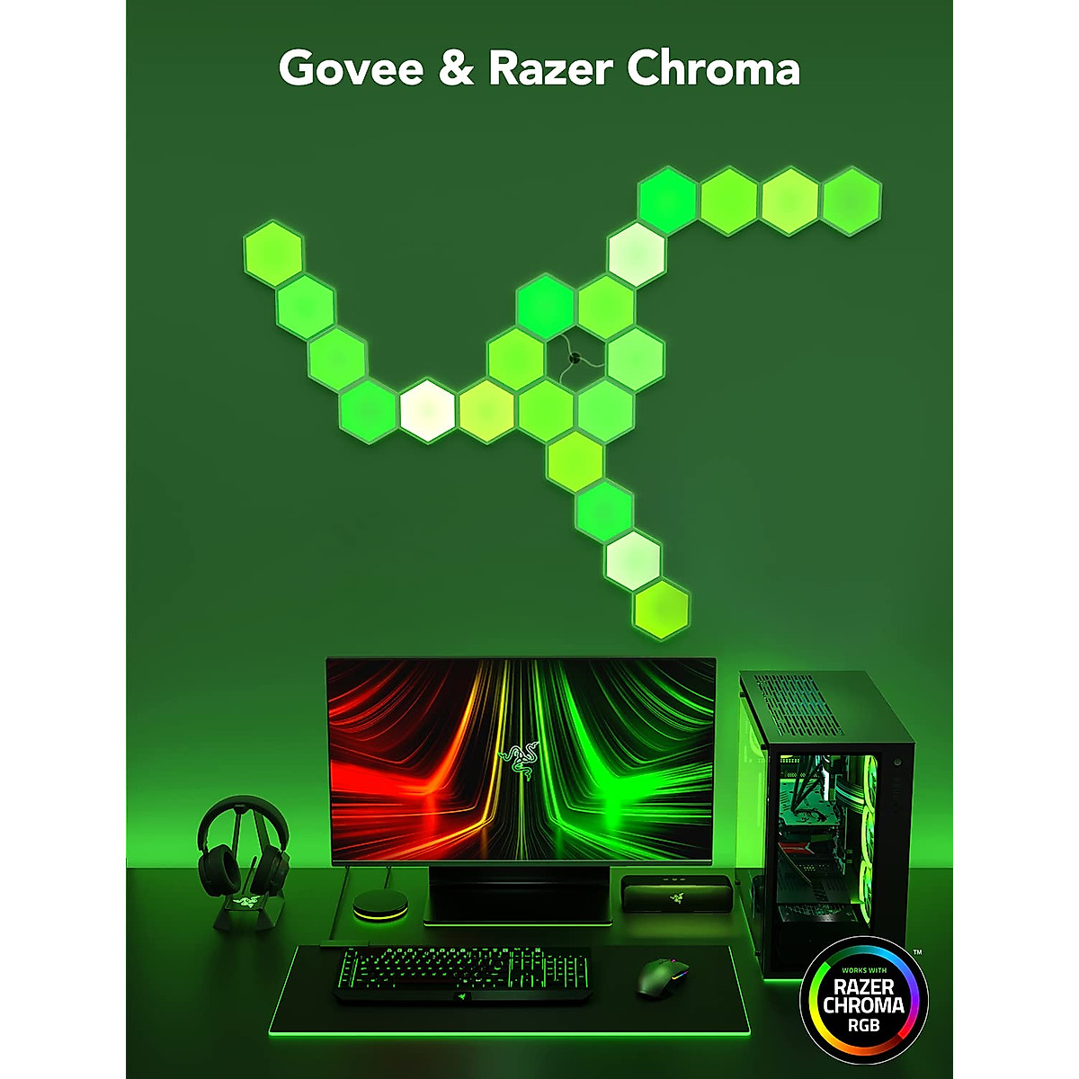 Govee Glide Hexa Light Panels, RGBIC LED Hexagon Wall Lights, Wi-Fi Smart Home Decor Creative Lights with Music Sync, Works with Alexa Google Assistant for Living Room, Bedroom, Gaming Rooms,10 Pack