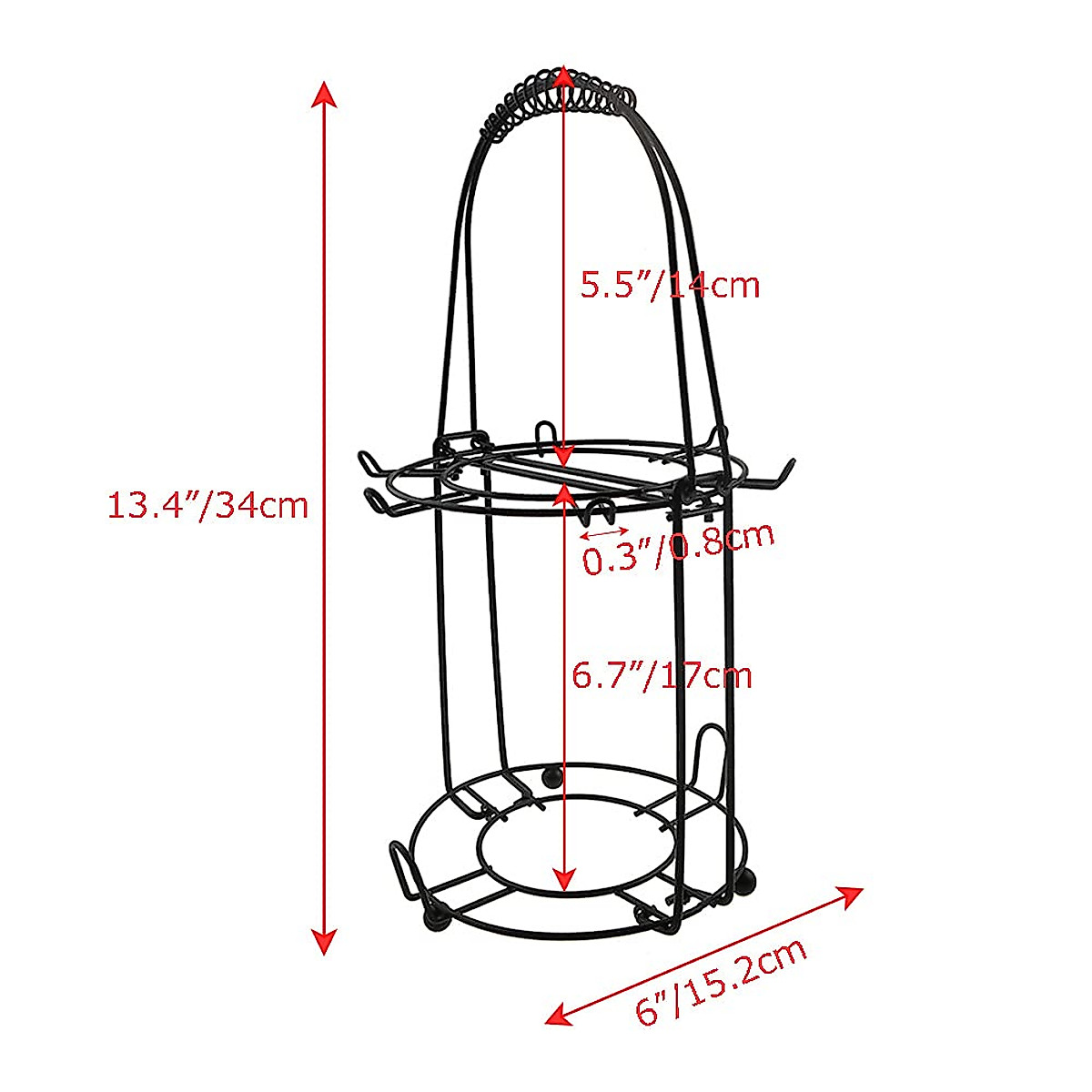 YY YEARCHY Coffee Cup Stand Holder Display Stand Mug Tea Rack Cup and Saucer Countertop Storage Organizer Dryer Hook Decoration (13.4" X 6" X 6", Black)