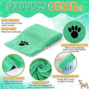 Chumia 4 Pack Pet Grooming Towel Absorbent Dog Towels for Drying Dogs Soft Microfiber Dog Drying Towel Quick Drying Large Dog Bath Towel for Dogs, Cats and Other Pets (Green, 16 x 31 Inch)