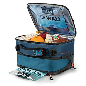 Arctic Zone Titan Expandable Lunch Bag, Includes 2 High Performance Ice Walls and a Reusable Lunch Box with Sauce Cup, Adjustable Shoulder Strap, 5 Piece Kit Total