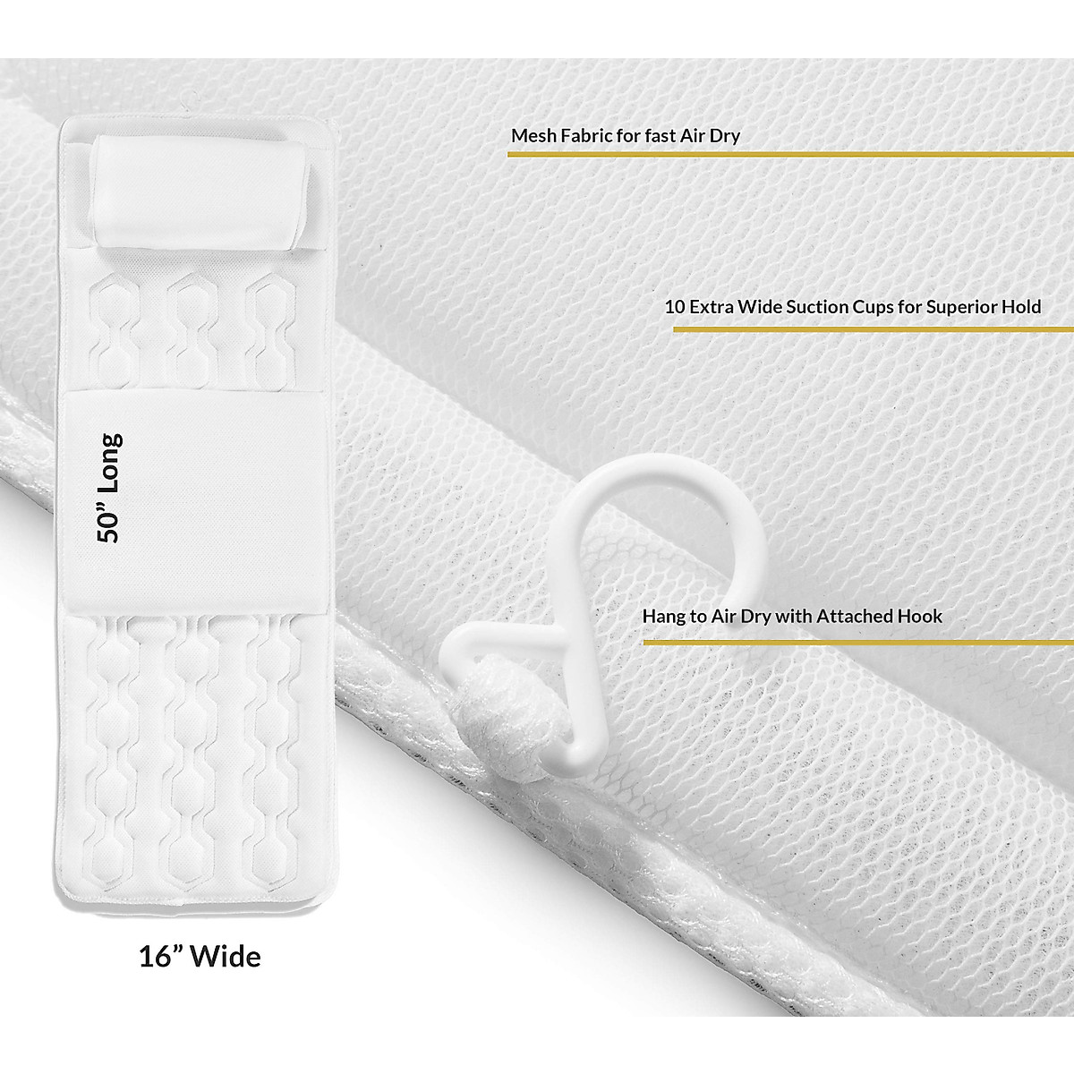 ProCore Products Luxurious Full Body Bath Pillow - Ultimate Comfort, Supportive Bath Cushion for Tub Adults - Plush Neck and Extra Seat, Great for Soaking and Pain Relief, Easy to Clean