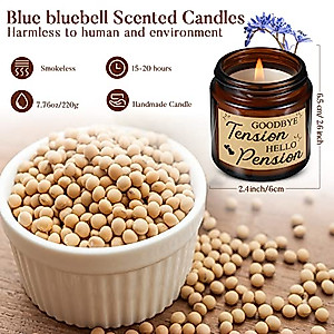 5 Pcs Retirement Gift Hug Scented Candle Goodbye Tension Bluebells Scented Candle Soy Wax Aromatherapy Candle Pocket Hug Token PU Leather Keychain Funny Retirement Card Retro for Retirement Gift