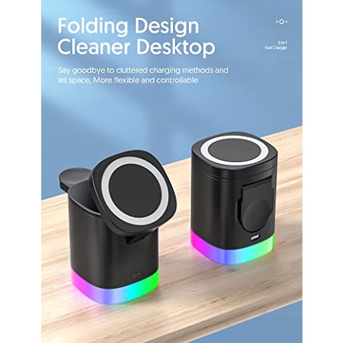 Magnetic Wireless Charging Station for Apple Series,3 in 1 Faster Mag-Safe Wireless Charger Stand for iPhone 14/13/12 Series/iPhone11/Samsung, Apple Watch Series and Airpods with QC3.0 Adapter
