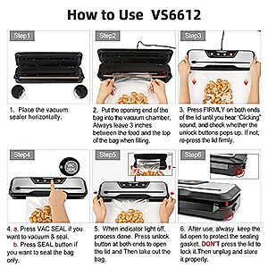 Toprime Vacuum Sealer Machine VS6612, 80Kpa Powerful Food Sealer Built-in Cutter with Sealing Bag and Hose, Vacuum Air Sealing System for Seal a Meal and Sous Vide