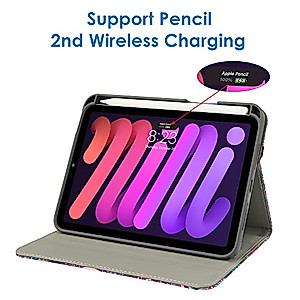 iPad Mini 6 Case with Pencil Holder 8.3 inch 2021, Support 2nd Gen Apple Pencil Charging, Premium PU Leather Smart Cover, Auto Wake/Sleep, Shockproof Protective iPad Mini 6th Generation Case