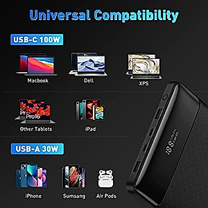 Baseus Laptop Power Bank, 100W Blade USB C Portable Laptop Charger, Super Fast Charging 20000mAh Slim Battery Pack for Laptop, MacBook Air, Dell, IPad, HP, iPhone, Samsung Galaxy, Switch and More