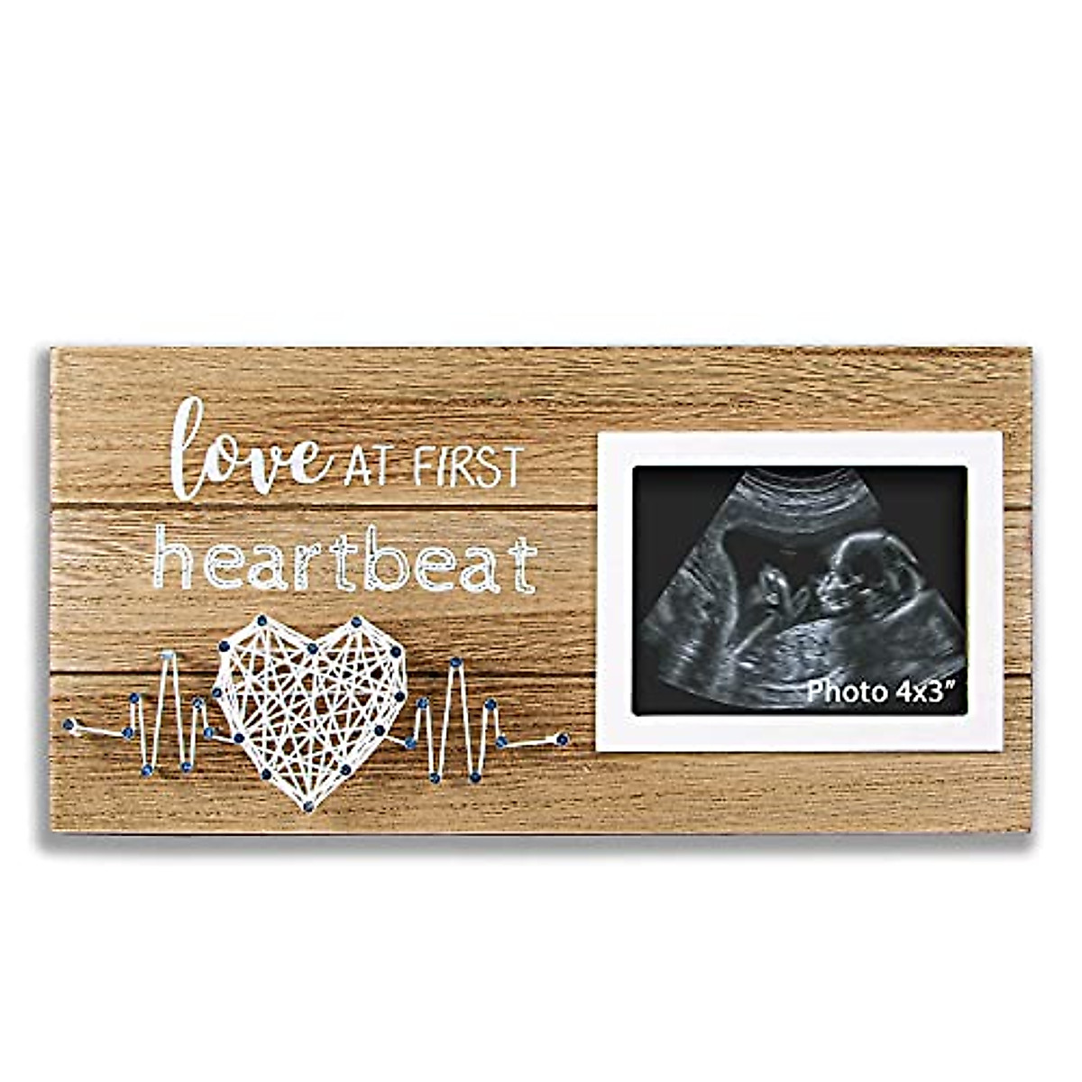 VILIGHT New Mom Gifts - Pregnancy Announcements Ideas Baby Gender Reveal Gifts - Love At First Heartbeat Sonogram Picture Frame for Standard 4" x 3" Ultrasound Photo