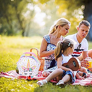 Unicorn Lunch Bag - Neoprene Insulated Lunch Box for Girls School Picnic Shopping Lunch Handbag Waterproof Reusable Lunch Tote Bag Gourmet Tote with Zipper