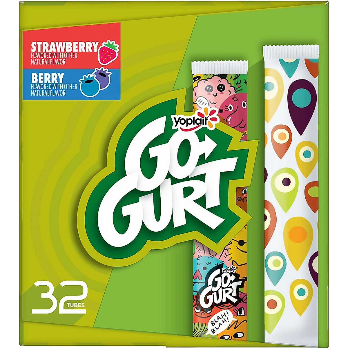 Yoplait Go-Gurt Kids Yogurt, Variety Pack, Vitamin A and D, Calcium Added, Strawberry and Berry Flavored with Other Natural Ingredients - 4 Pack (32ct, 64 oz. Each) - Ready Set gourmet Donate a Meal Program