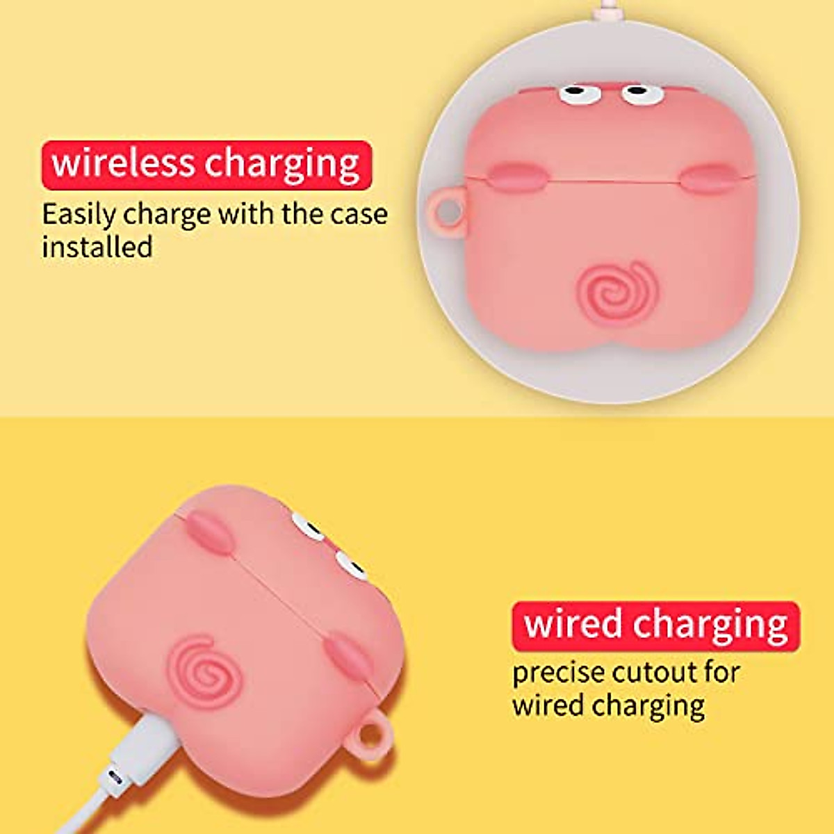 Cute Case for Airpods 3rd Generation 2021,Funny Kawaii Animal Pink Pig Cool Aesthetic 3D Cartoon Design Airpod 3 Soft Silicone Case Cover with Keychain for Women Men Teens Kids (New AirPods 3rd Gen)