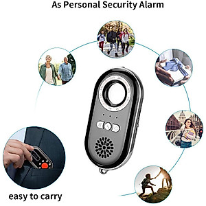 XinYu Anti-Spy Hidden Camera Detector Infrared Portable Safesound Personal Alarm 3-in-1 Functionality Defense Emergency Alert with Mini LED Flashlight for Home Hotel Travel Suitcase Security Box