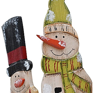 YUMBOR Wood Snowman Folding Screen Antique Table Top Mantel Centerpieces Winter Christmas Indoor Outdoor Decorations 12.5''H