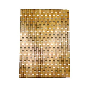 HJJKKH Bamboo Bath Mat with 15.7X23.6 inch,Nature Bamboo Bathroom Mat,Roll-Up and Foldable Bamboo Shower Mat,Non Slip Shower Tub Mat for Bathtub, Shower,Sauna,Hot Tub