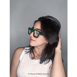 VISOONE Blue Light Blocking Glasses with TR90 Rectangle Frame and Chic Preppy Look for Women Men RIVER