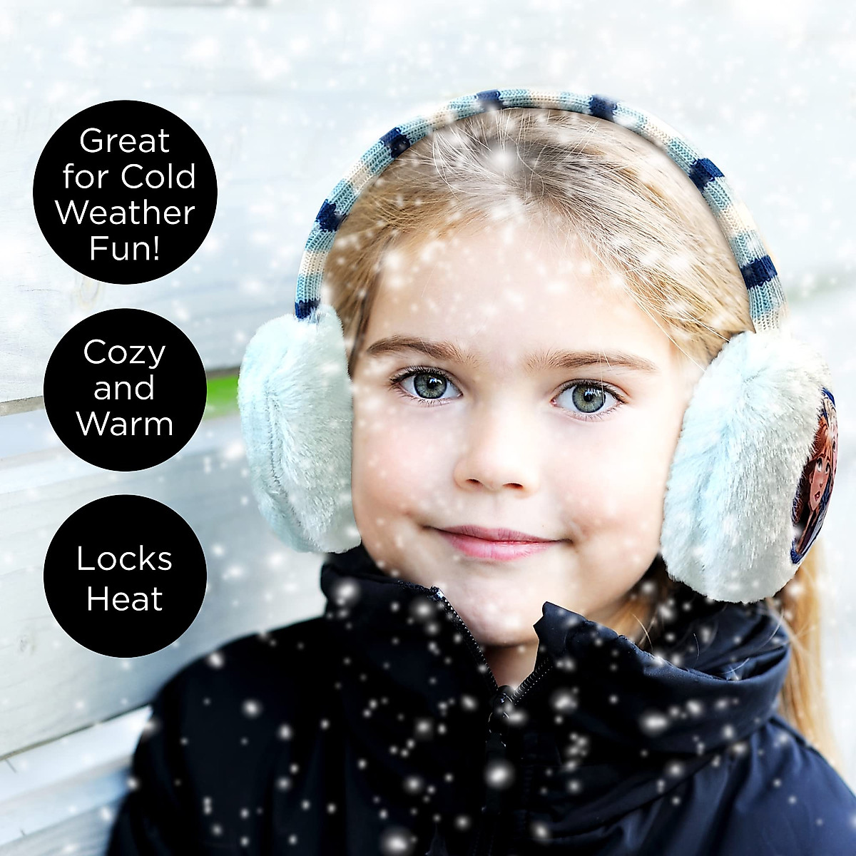 Disney Girls' Winter Earmuffs and Kids Set, Frozen 2 Ear Warmers Ages, Light Blue, Gloves-Age 4-7