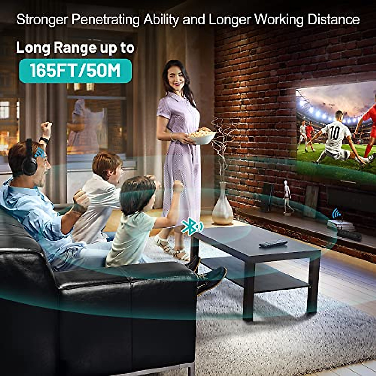 ASTSH TV Headphone Wireless with Bluetooth 5.2 Transmitter, Bluetooth Headphones for TV, 3 EQ Sound, 164ft Range No Audio Delay, Digital Optical RCA AUX